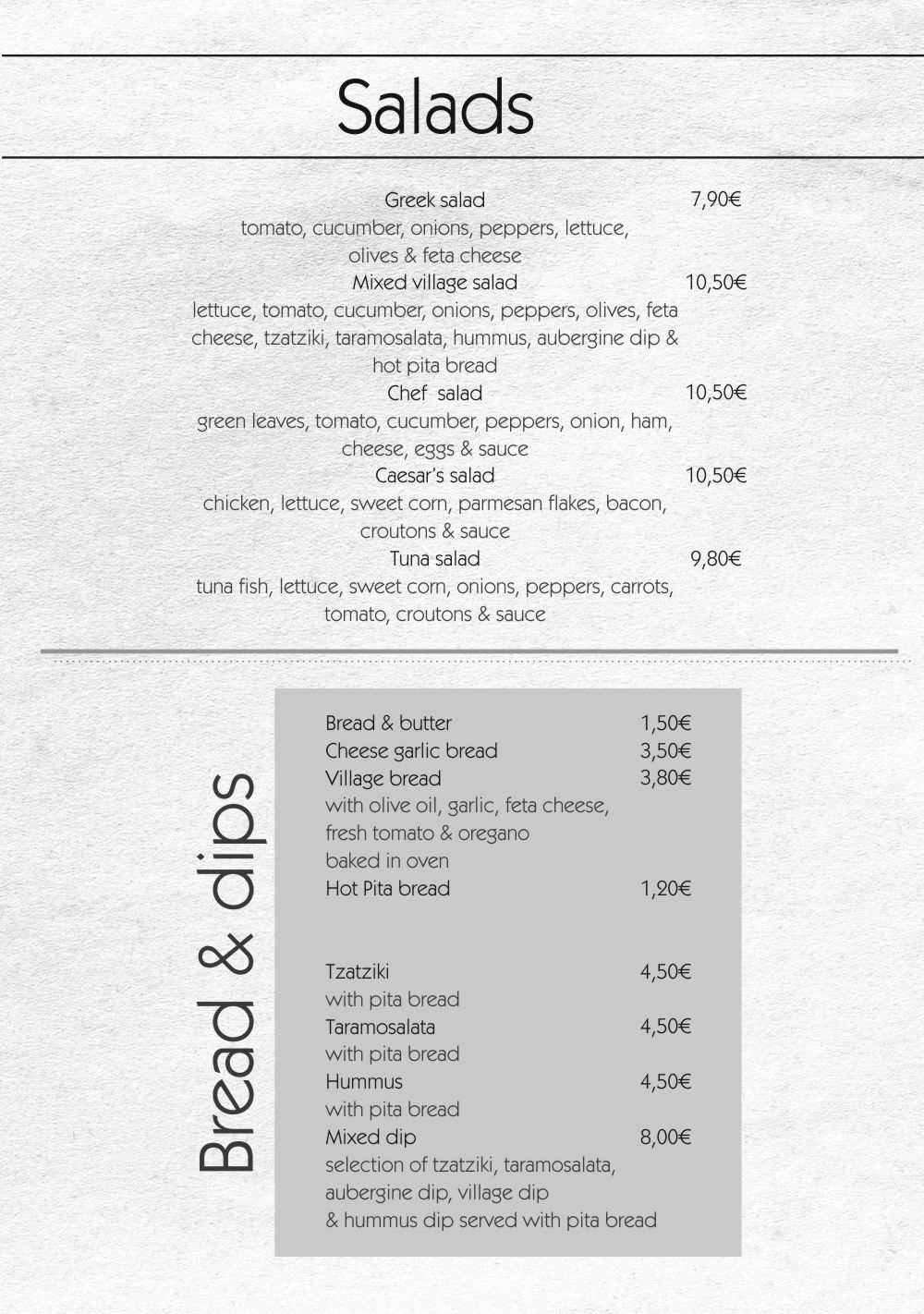 Daily Menu – Coralli Restaurant