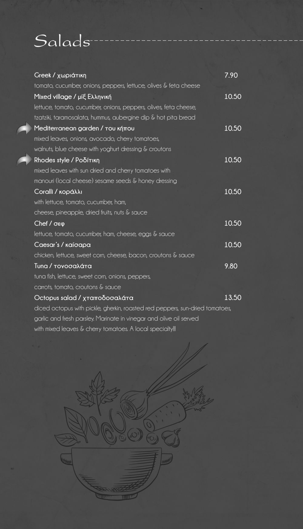 Main Menu – Coralli Restaurant